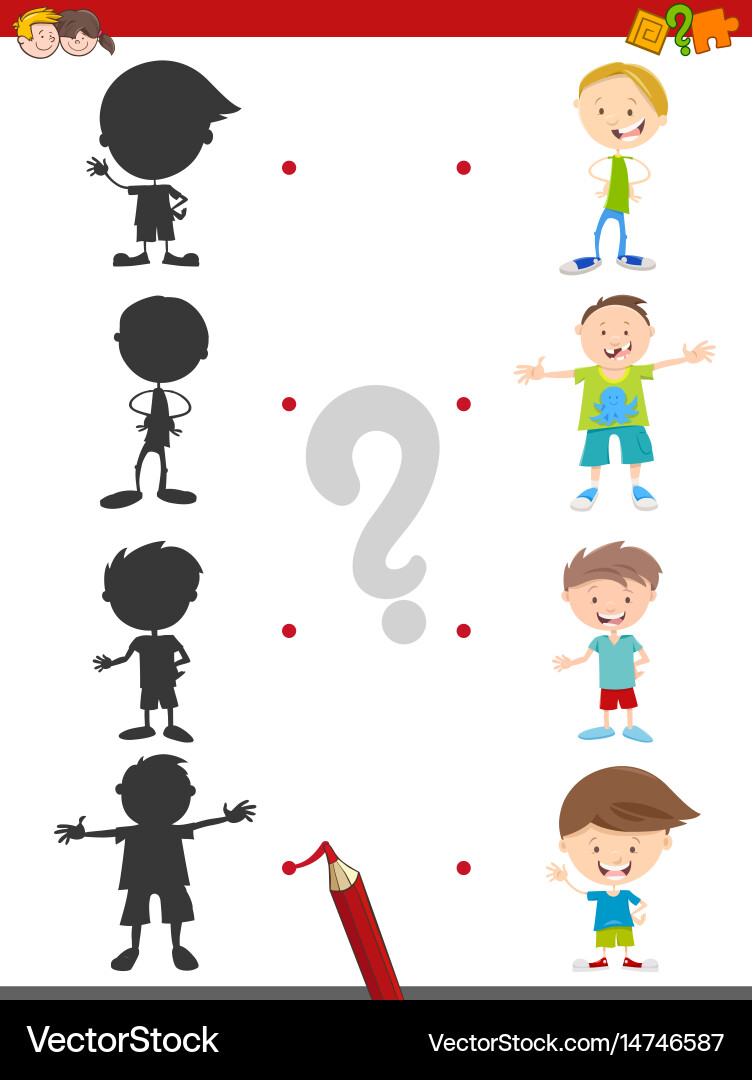 Shadow activity with kids Royalty Free Vector Image