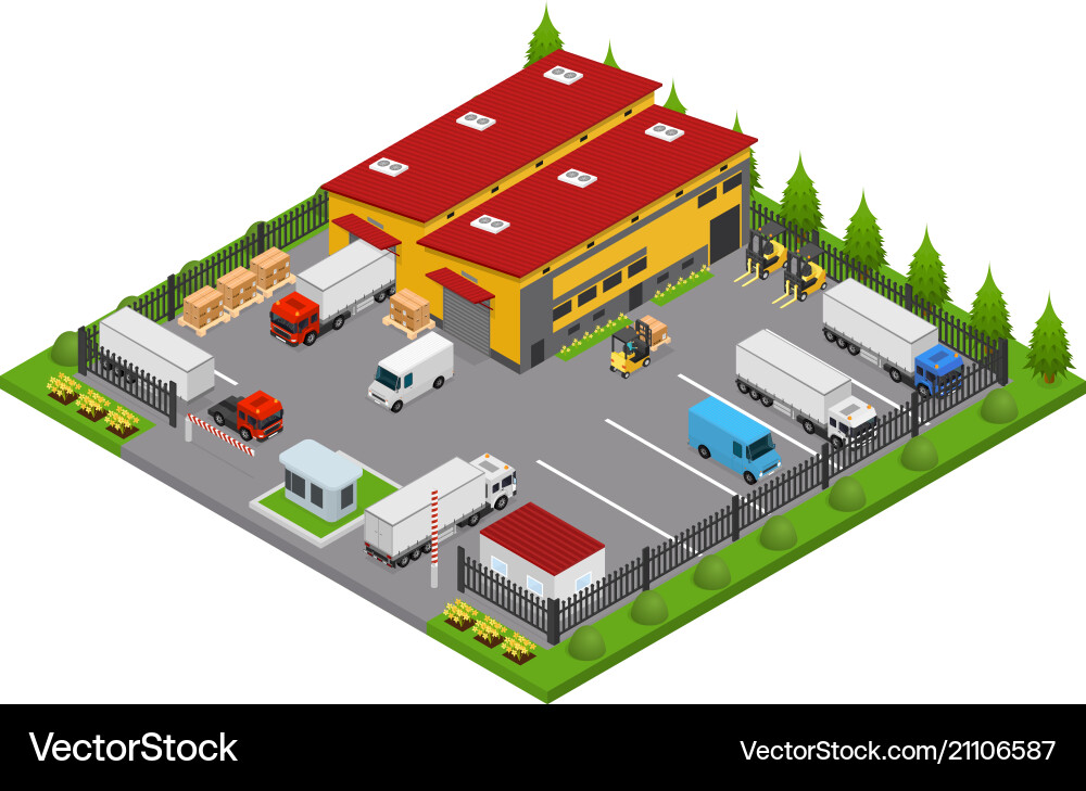 Warehouse concept 3d isometric view Royalty Free Vector
