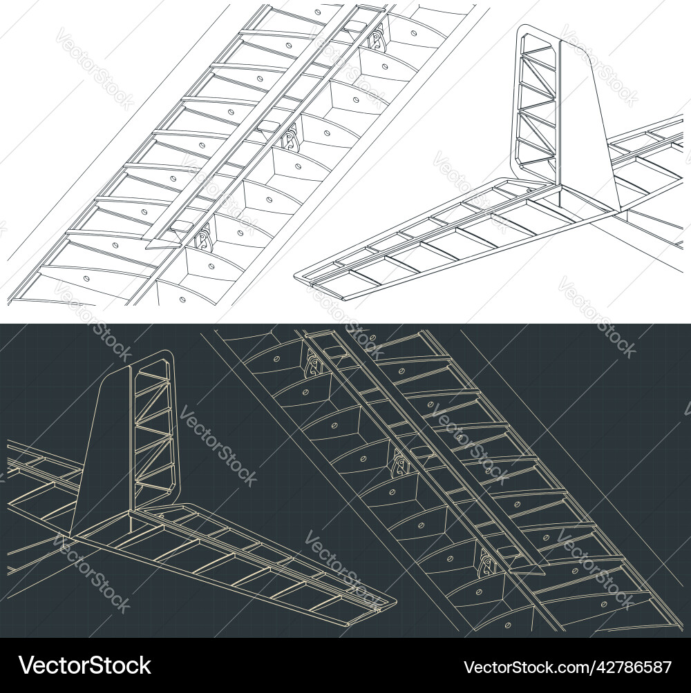 Wing and tail blueprints of the glider Royalty Free Vector