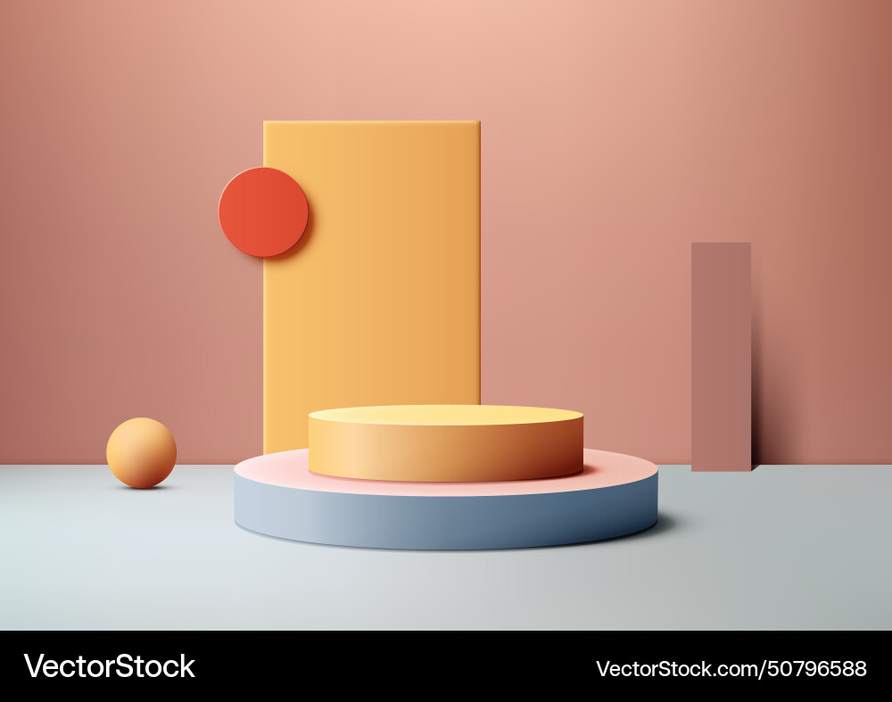 3d podium with a geometric shape elements Vector Image