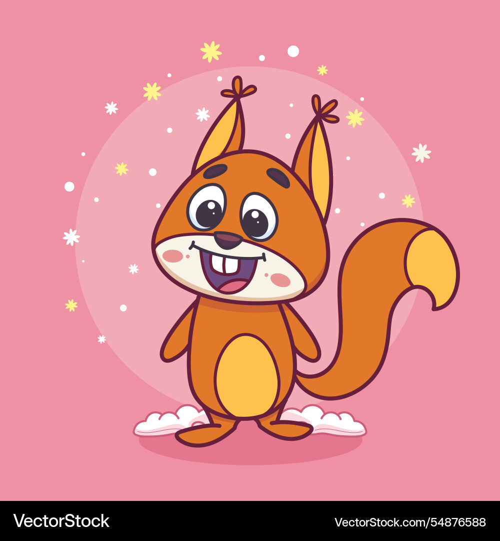 Cartoon cute red squirrel Royalty Free Vector Image