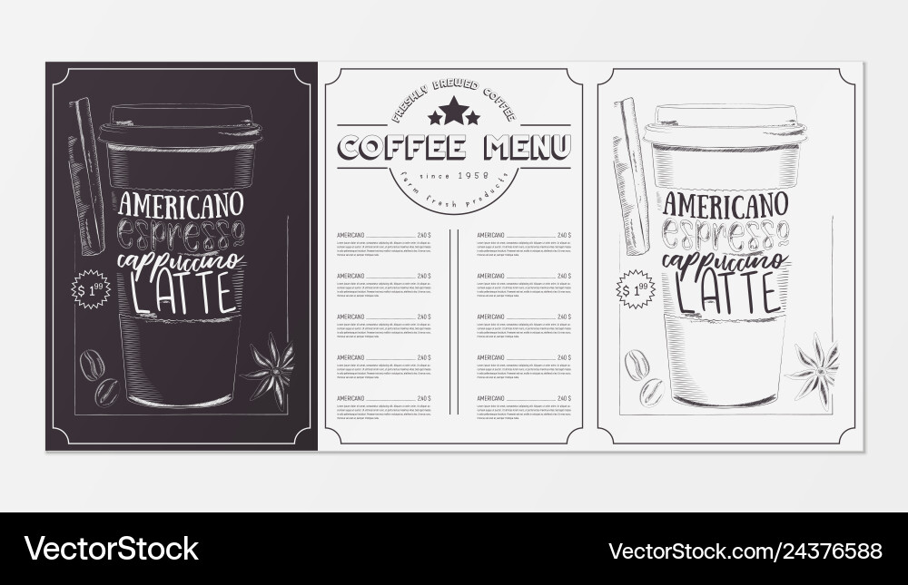 Coffee menu design Royalty Free Vector Image - VectorStock