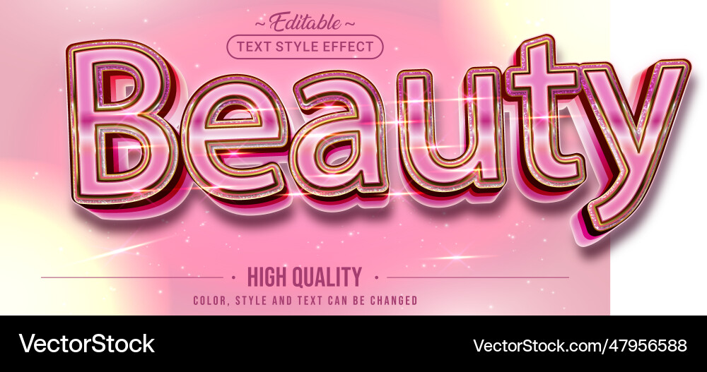 Editable text style effect - beauty Royalty Free Vector