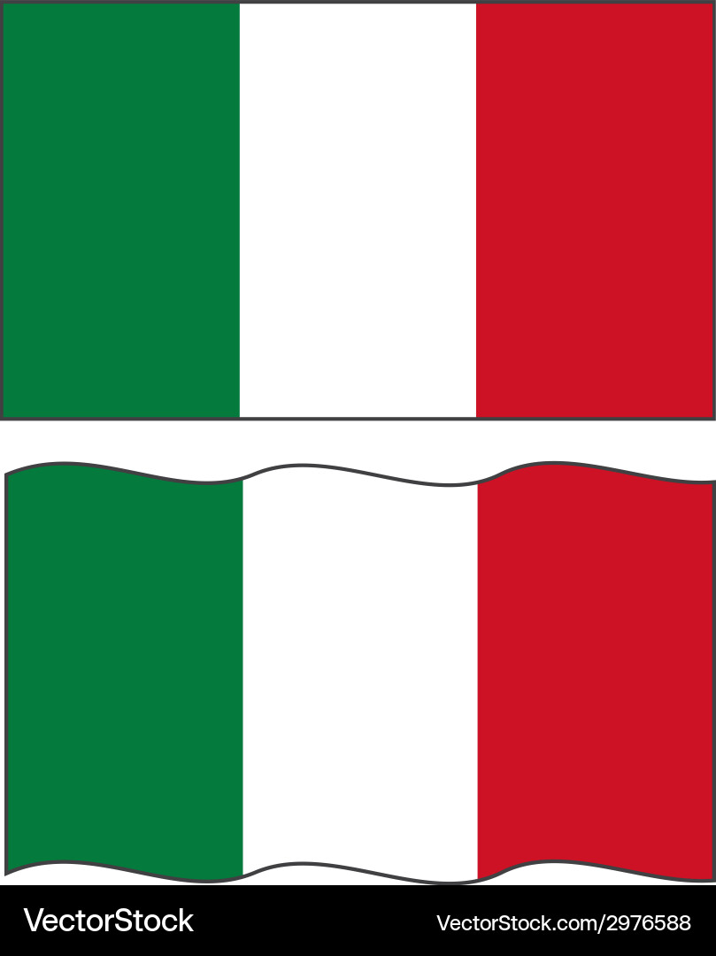 Flat and waving italian flag Royalty Free Vector Image