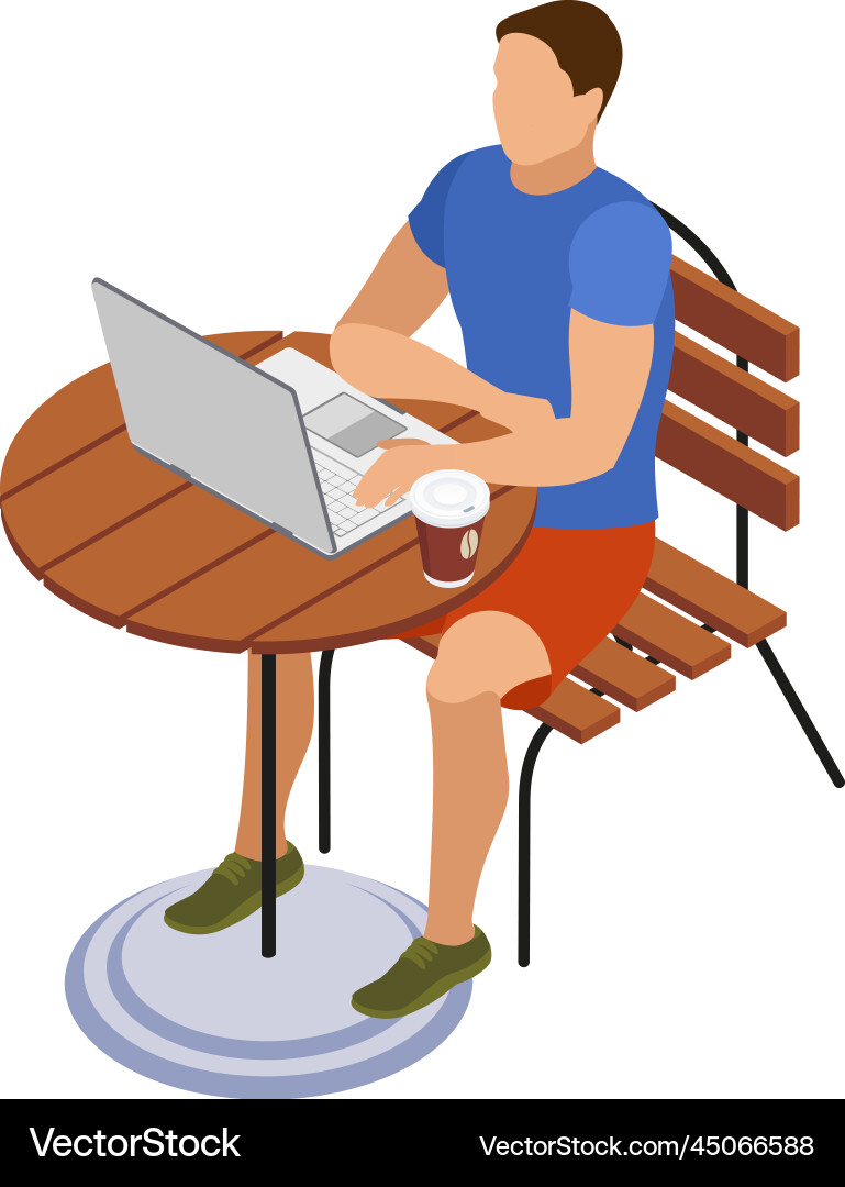 Freelancer working outdoors composition Royalty Free Vector