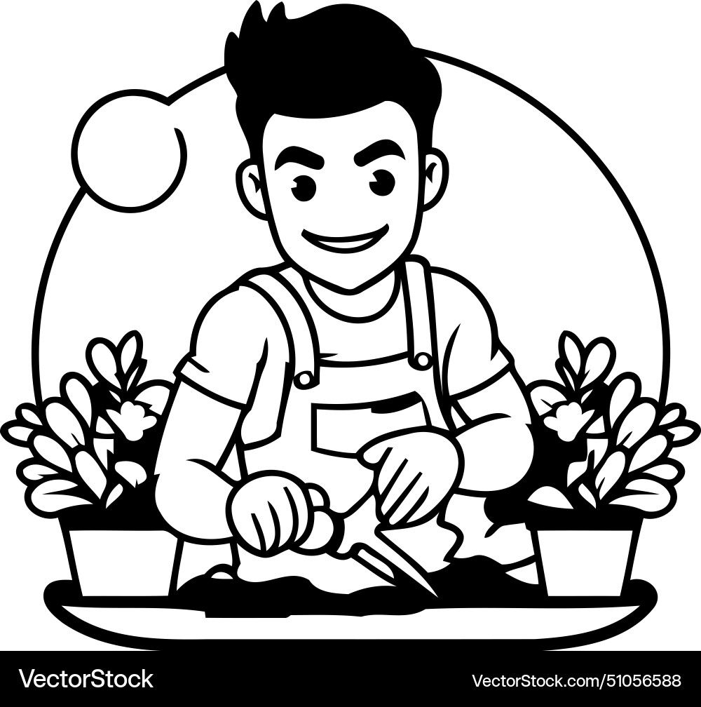 Gardener cartoon character flat design style Vector Image