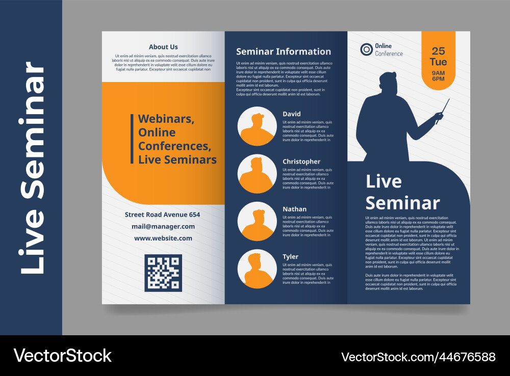 Live seminar advertising folded paper brochure Vector Image