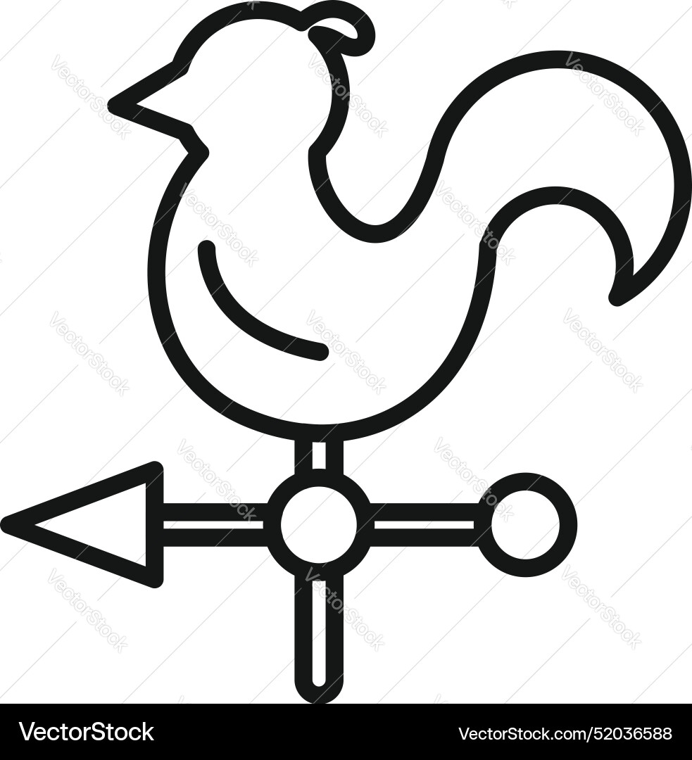 Rooster weather vane showing wind direction Vector Image