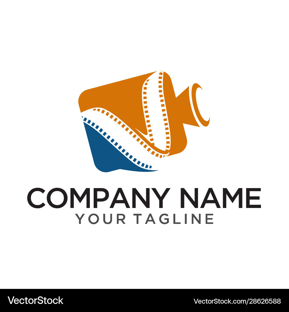 V roll film logo template Royalty Free Vector Image