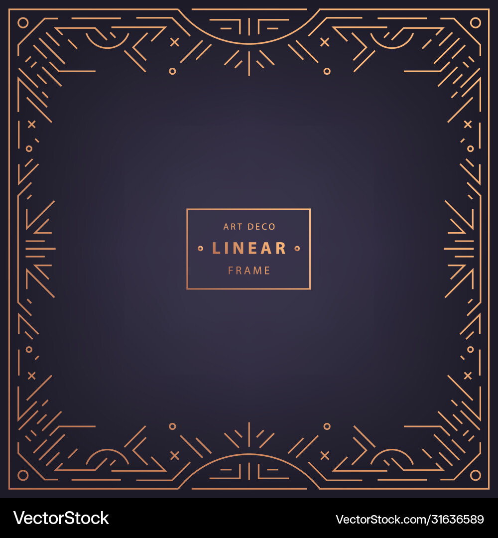 Art Deco Golden Square Frame Royalty Free Vector Image