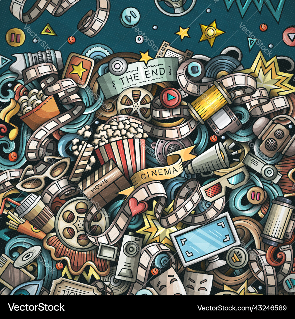 Cartoon cute doodles cinema frame design Vector Image