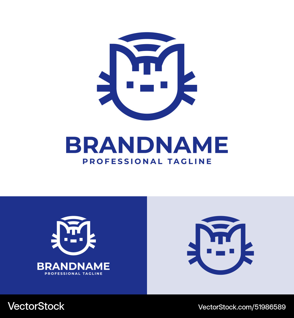 Cat wifi logo great for digital pet care Vector Image