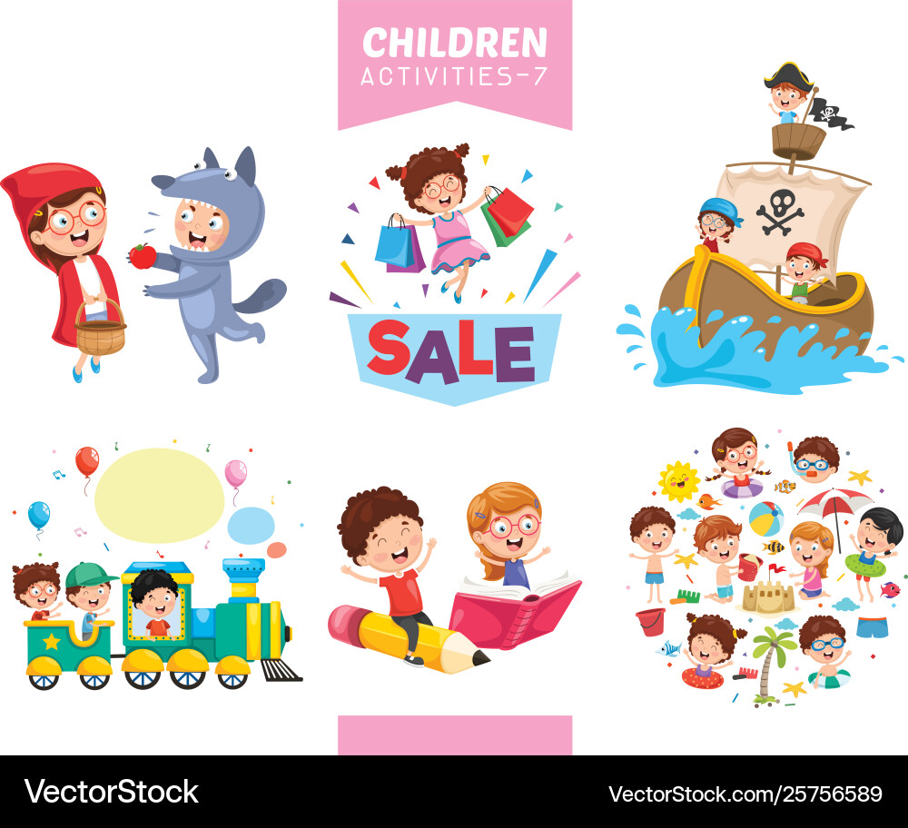 Children's Activity Set - Fun & Play Vector Image