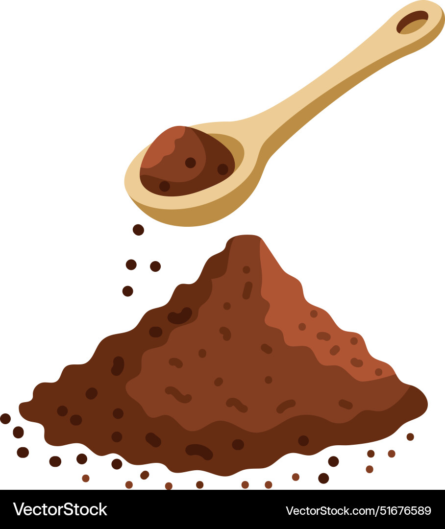 Cocoa powder and spoon Royalty Free Vector Image