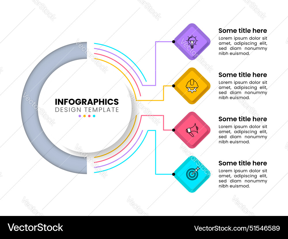 Infographic template 4 squares connected to the Vector Image