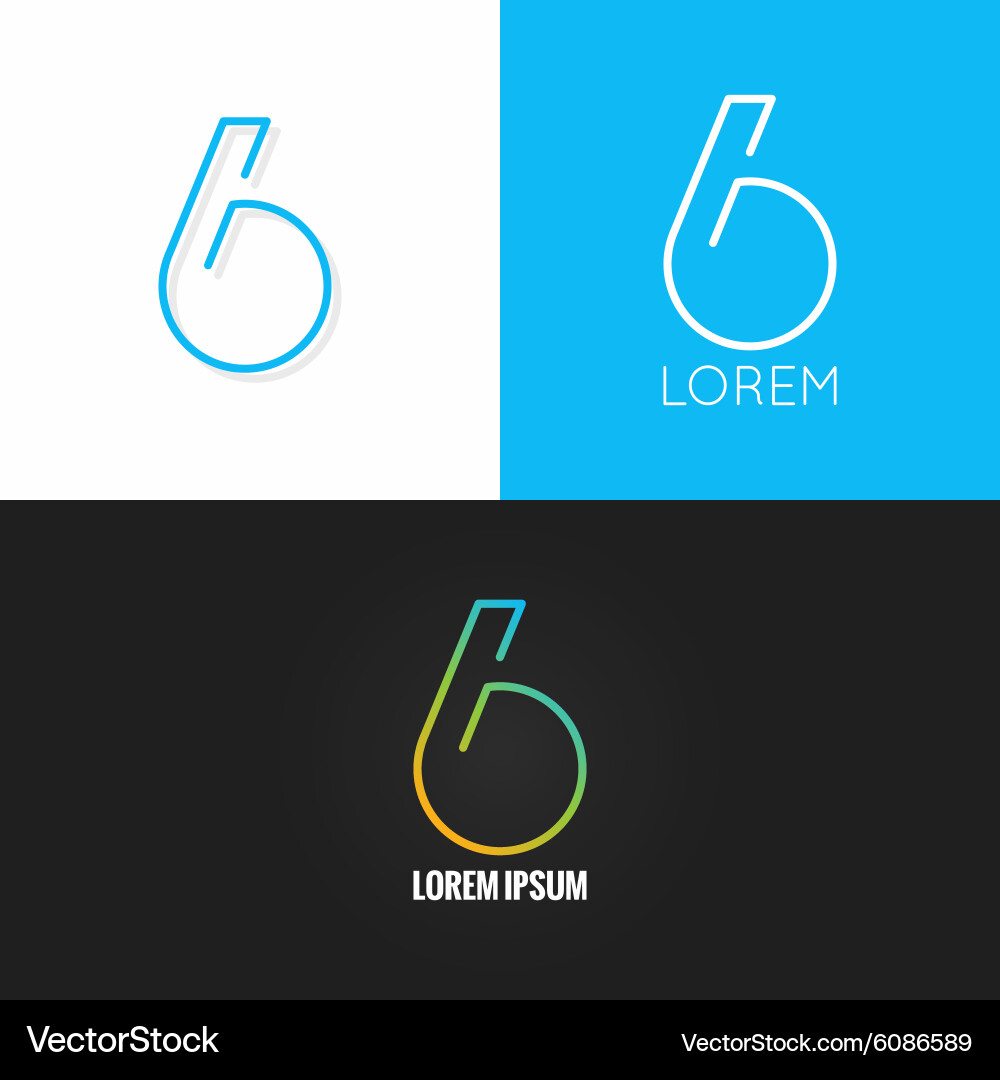 Number six 6 logo design icon set background Vector Image