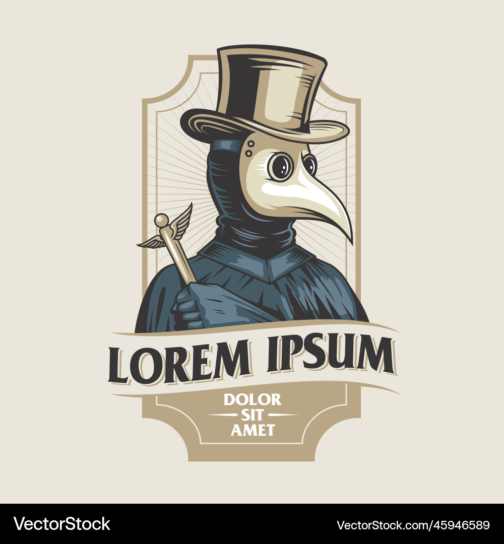 Plague doctor insignia Royalty Free Vector Image