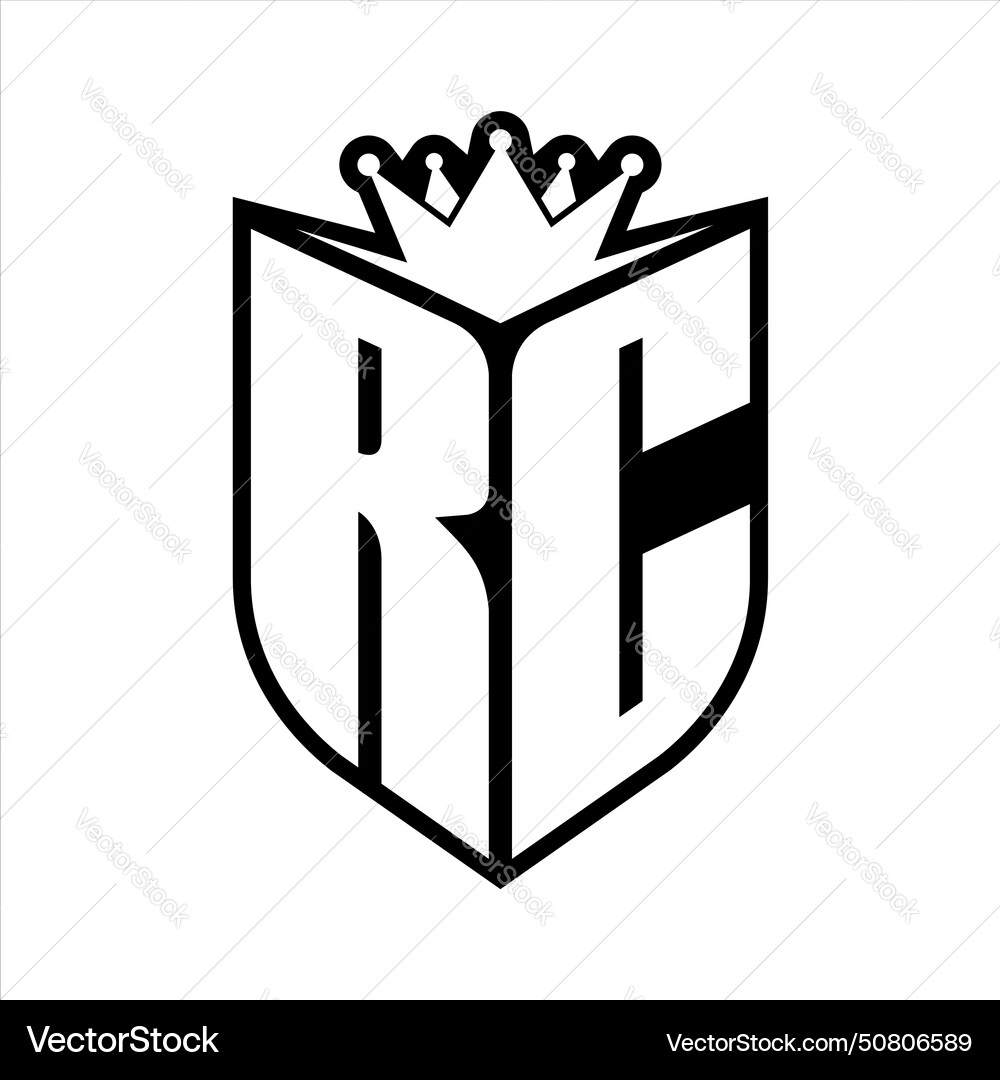 Rc letter bold monogram with shield shape Vector Image