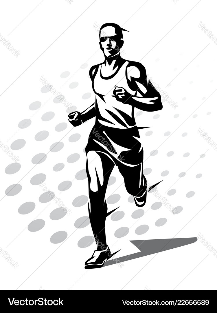 Running man symbol outlined stylized silhouette Vector Image