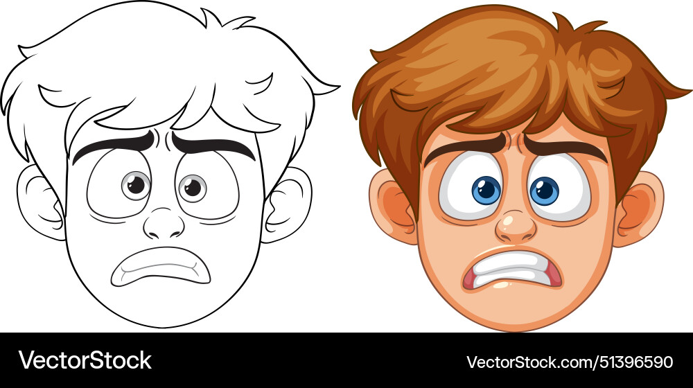 Boys face showing a surprised expression Vector Image