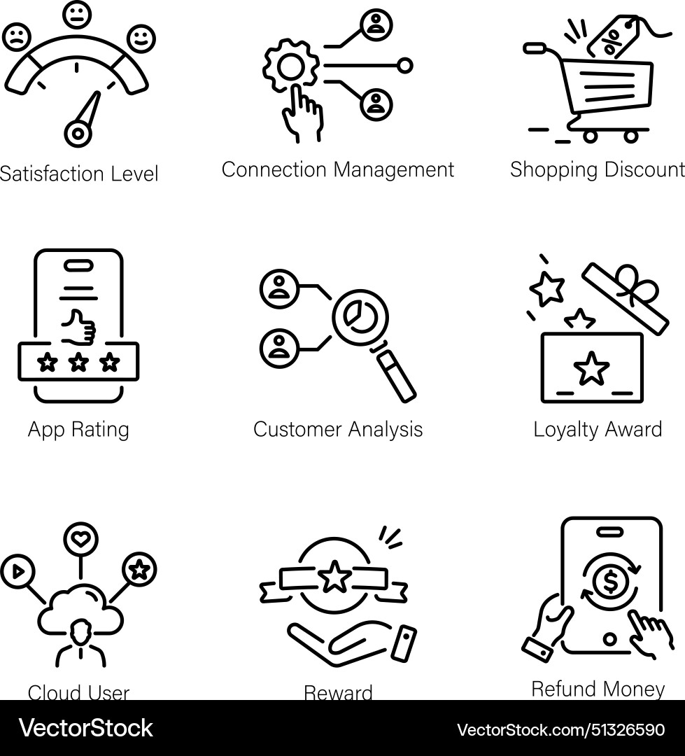 Bundle of customer experience linear style icons Vector Image