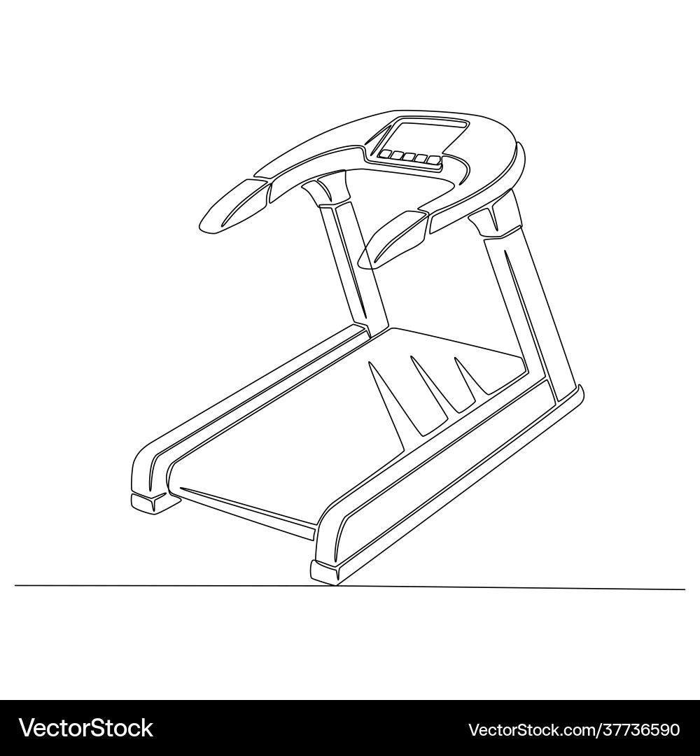 Continuous line drawing a treadmill fitness Vector Image