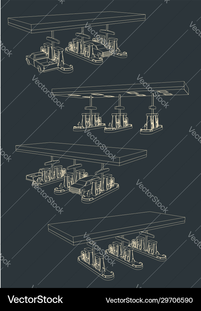 Gas station blueprints Royalty Free Vector Image