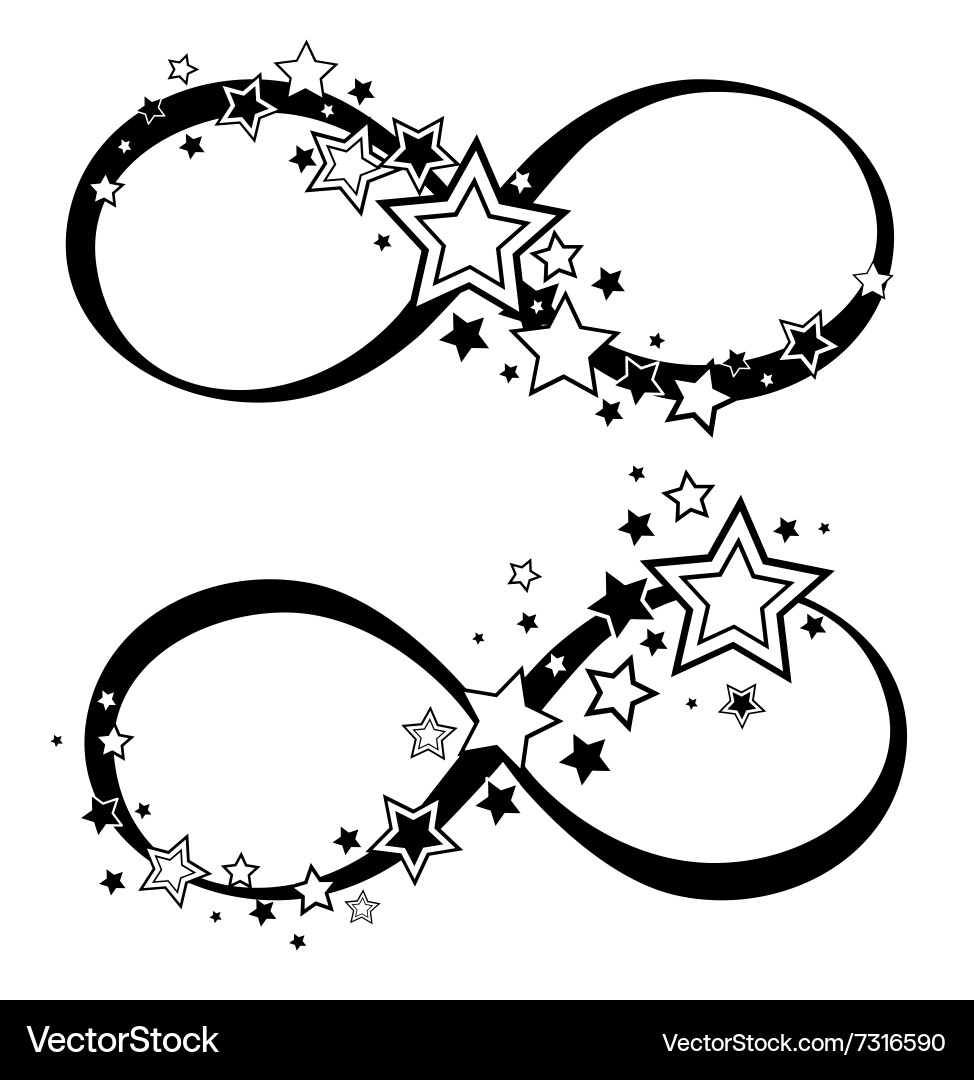 Infinity symbol with stars Royalty Free Vector Image