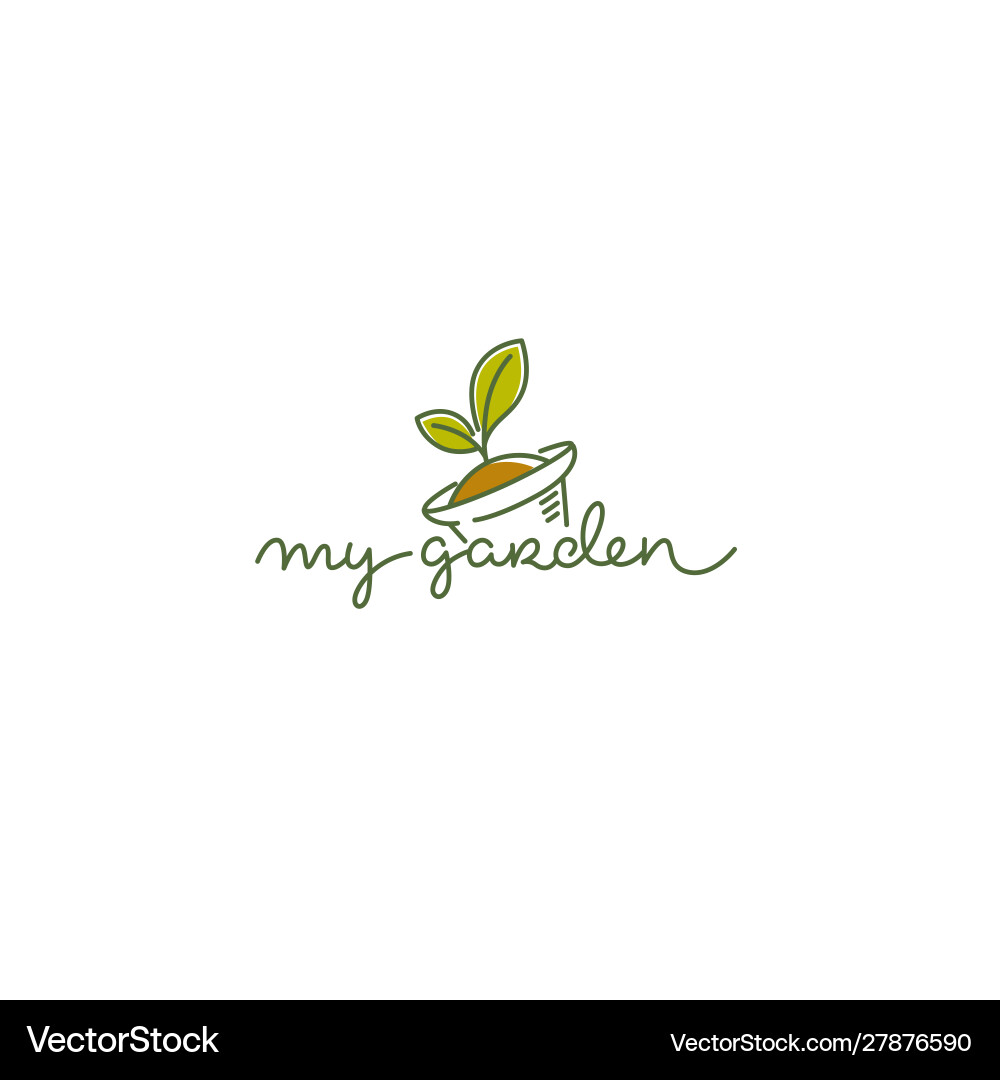 My garden logo template with line art image Vector Image