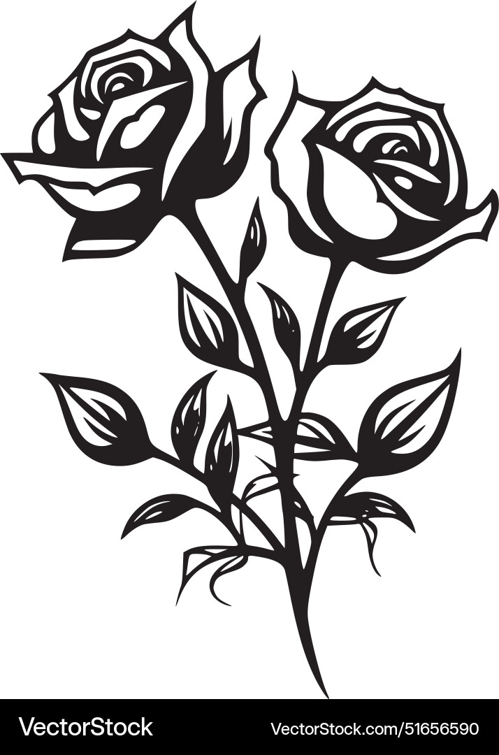 Roses - black and white isolated icon Royalty Free Vector