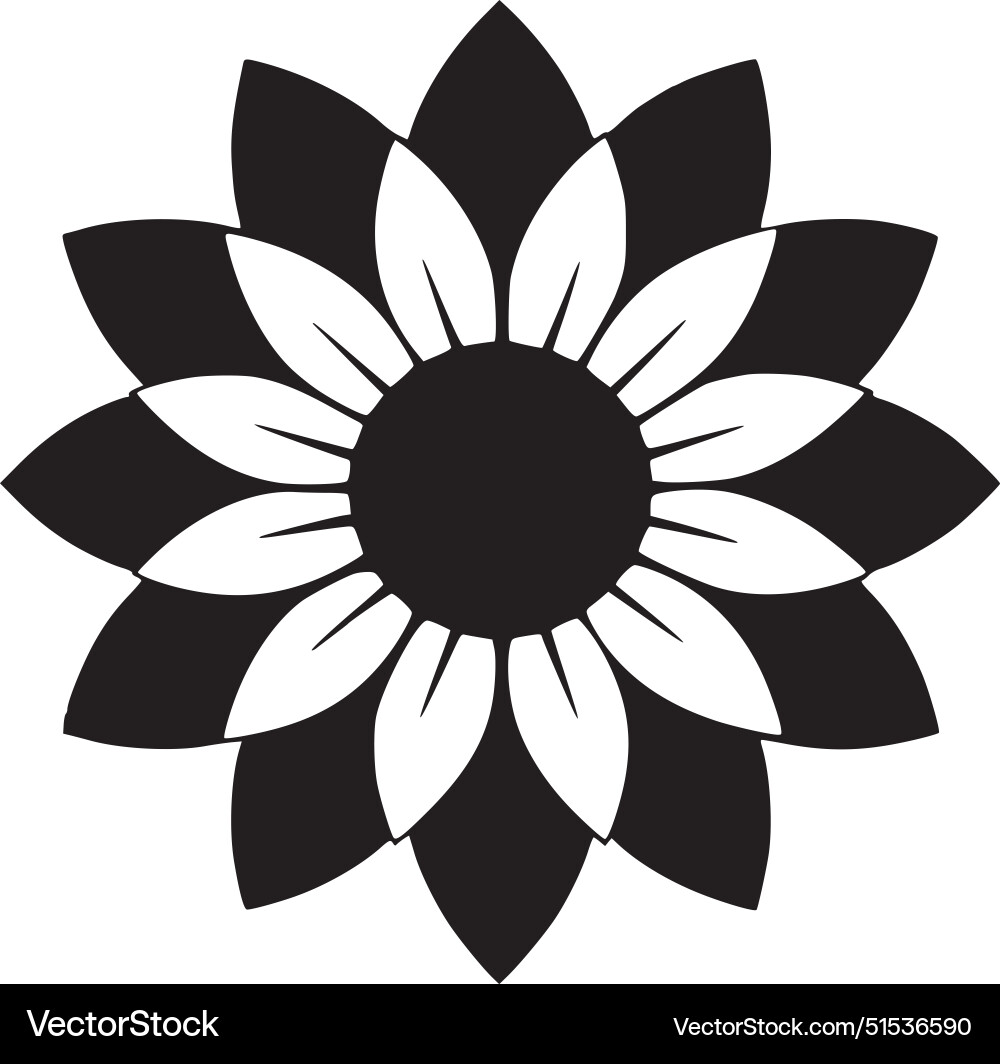 Sunflower - black and white isolated icon Vector Image