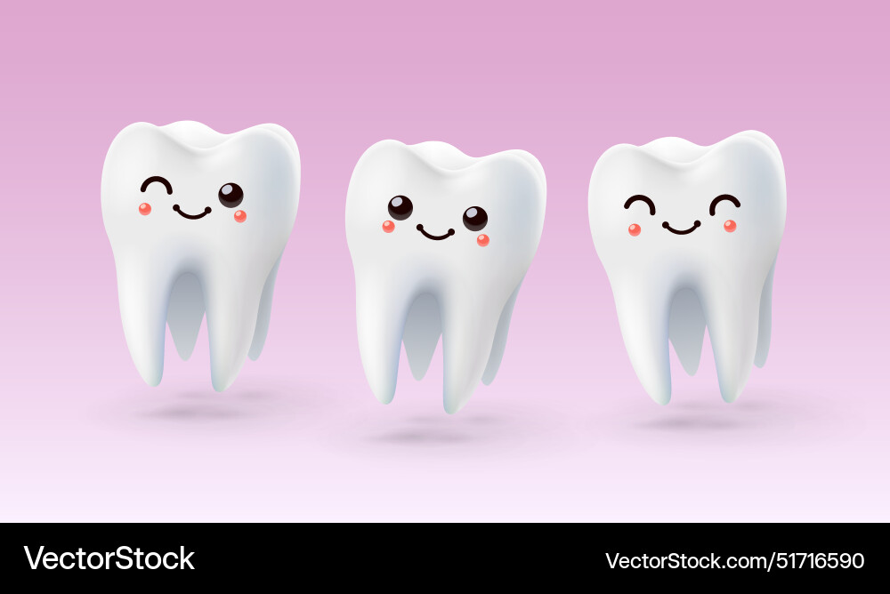 Tooth emoji white 3d Royalty Free Vector Image