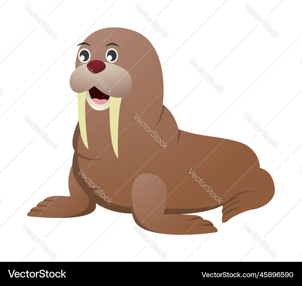 Walrus cartoon character Royalty Free Vector Image