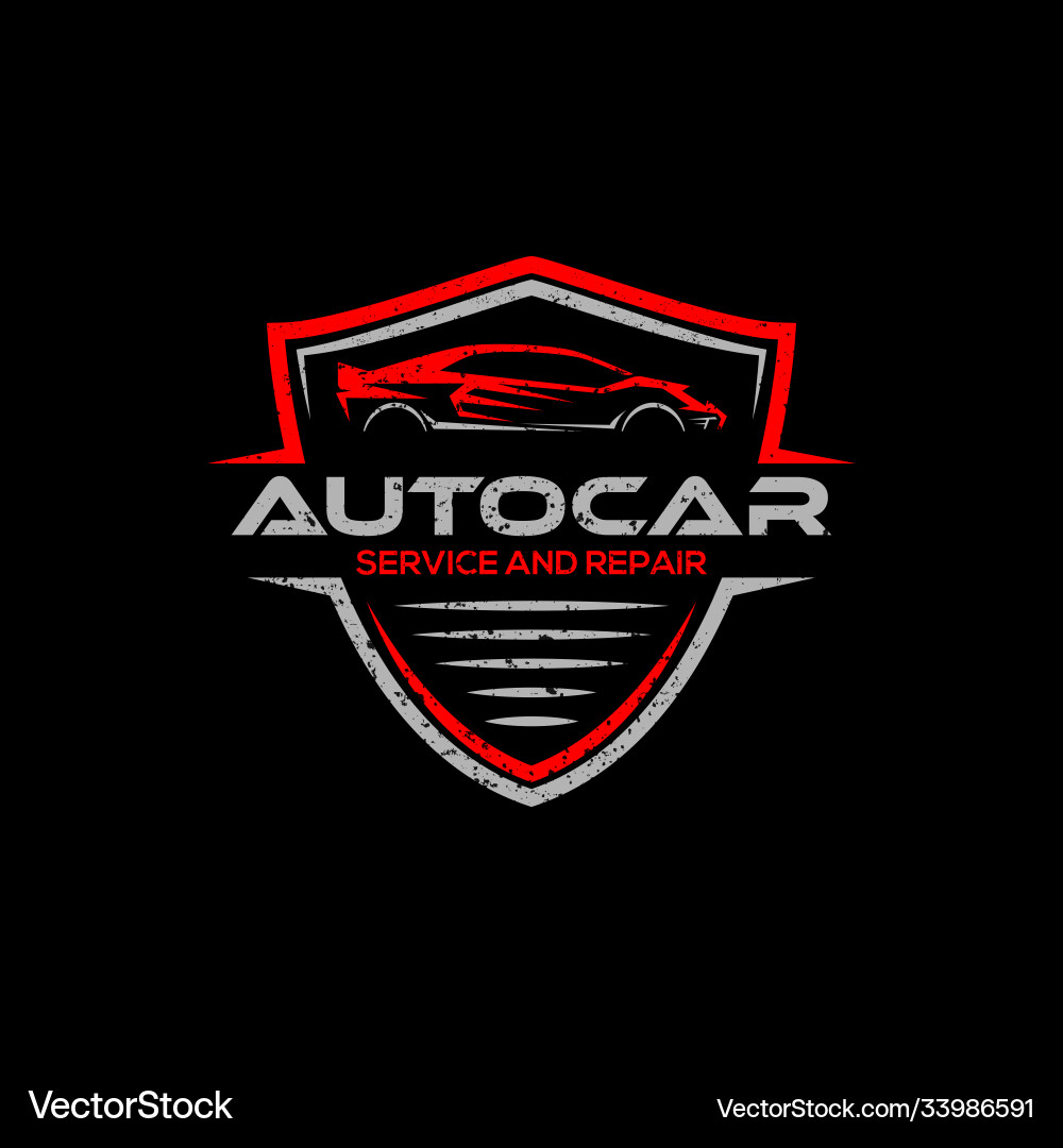 Auto modification car logo badge design Royalty Free Vector