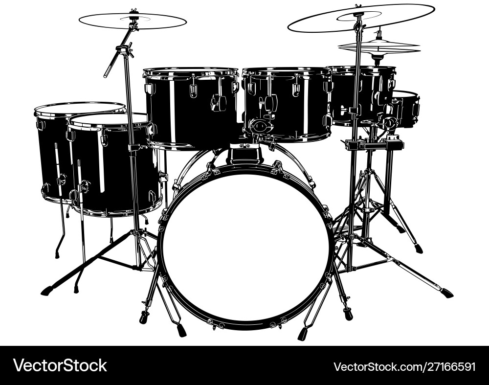 Black and white drums Royalty Free Vector Image