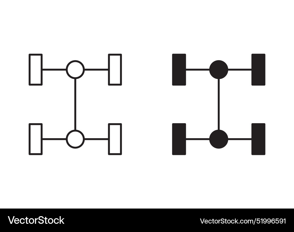 Car axle flat editable icon mark set Royalty Free Vector