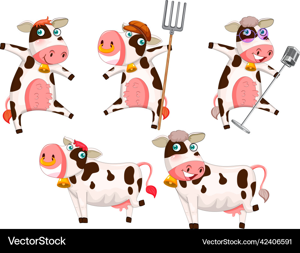 Cartoon Cows Collection Royalty Free Vector Image