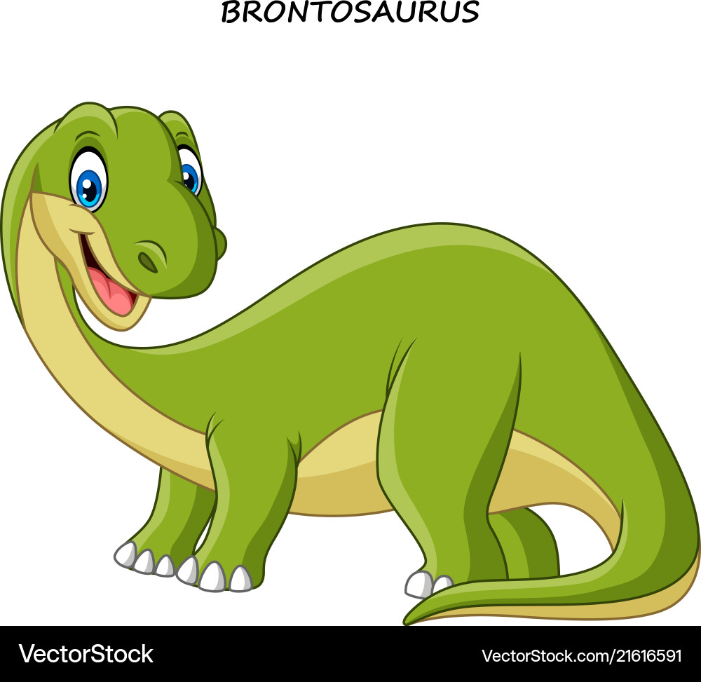 Cartoon smiling brontosaurus Royalty Free Vector Image