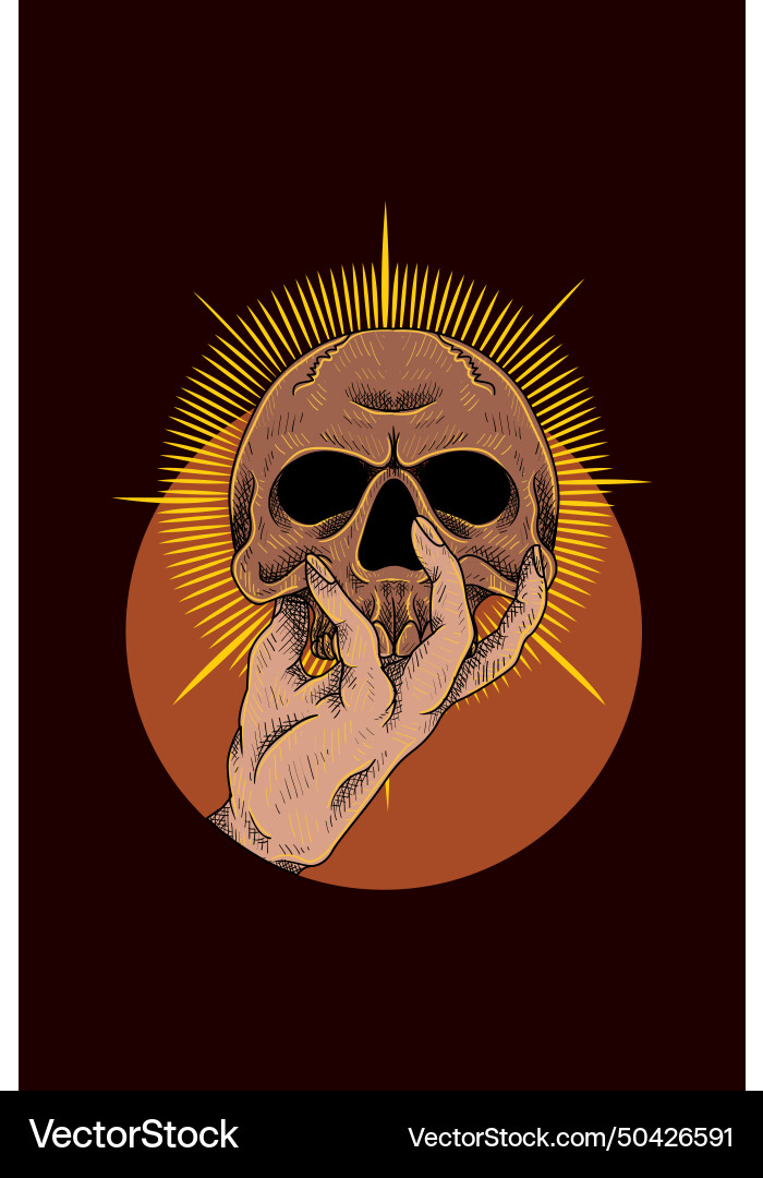 Head skull with hand Royalty Free Vector Image