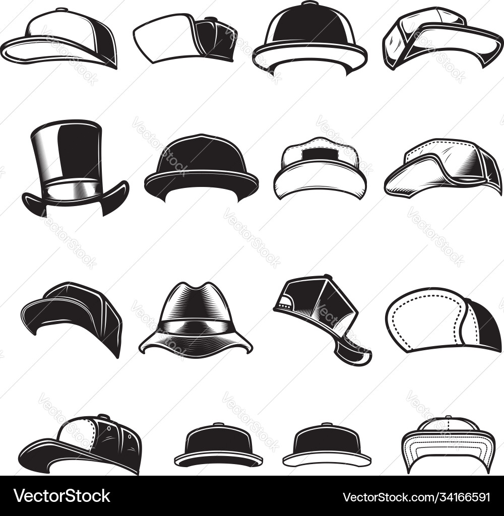 Set baseball caps design element for logo Vector Image