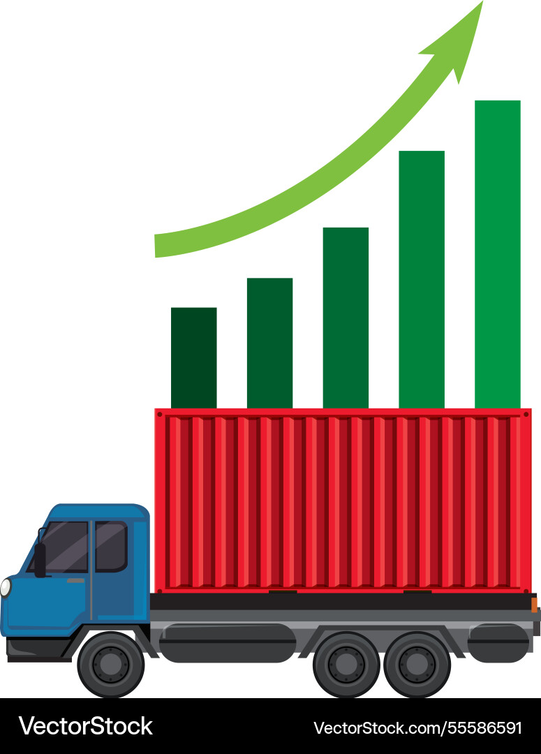 Truck with upward graph symbolizing business Vector Image