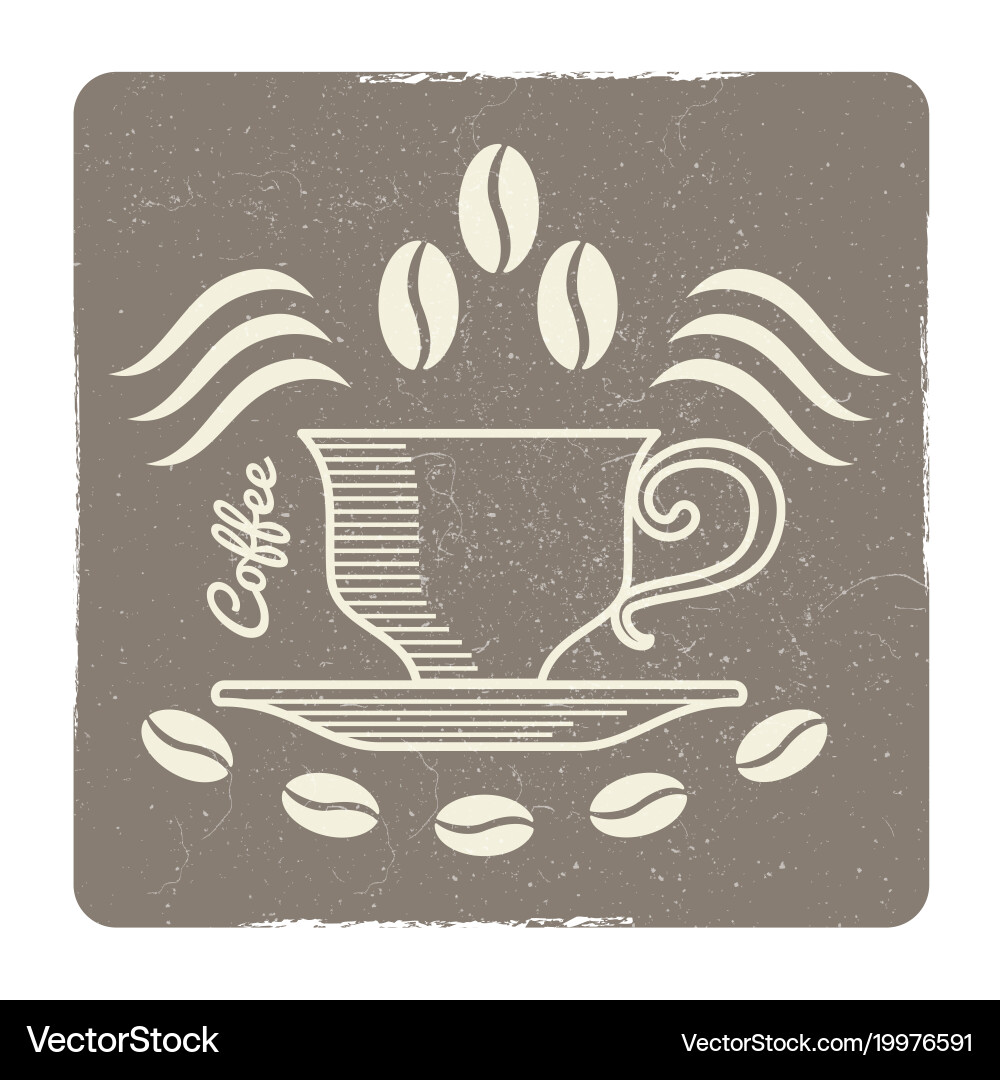 Vintage coffee cup logo design - label Royalty Free Vector