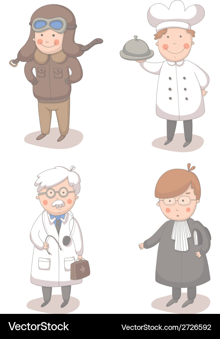 Cartoon set of four different occupations Vector Image