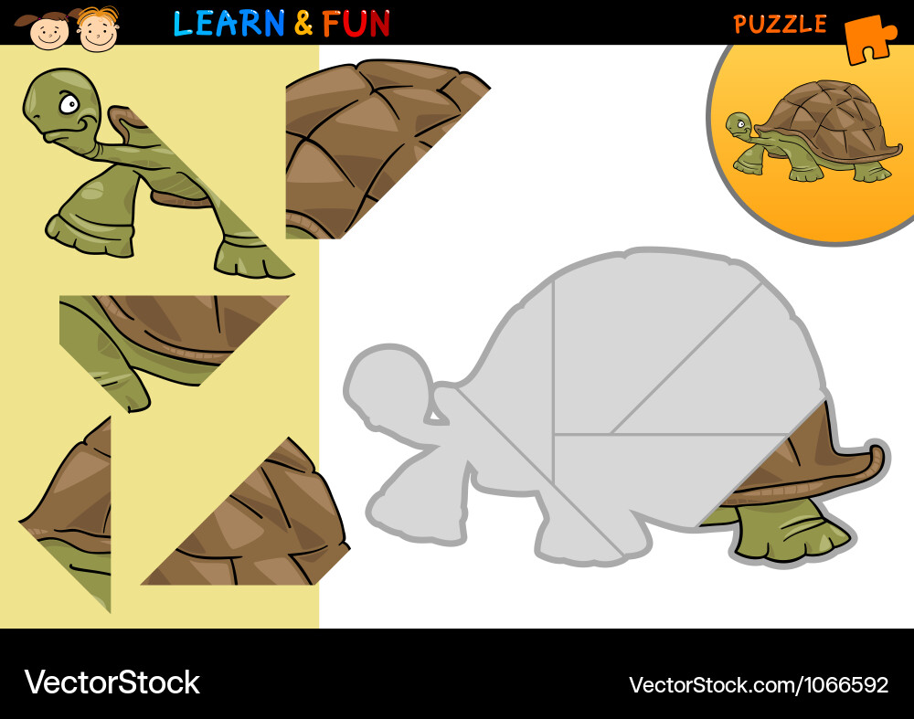 Cartoon turtle puzzle game Royalty Free Vector Image