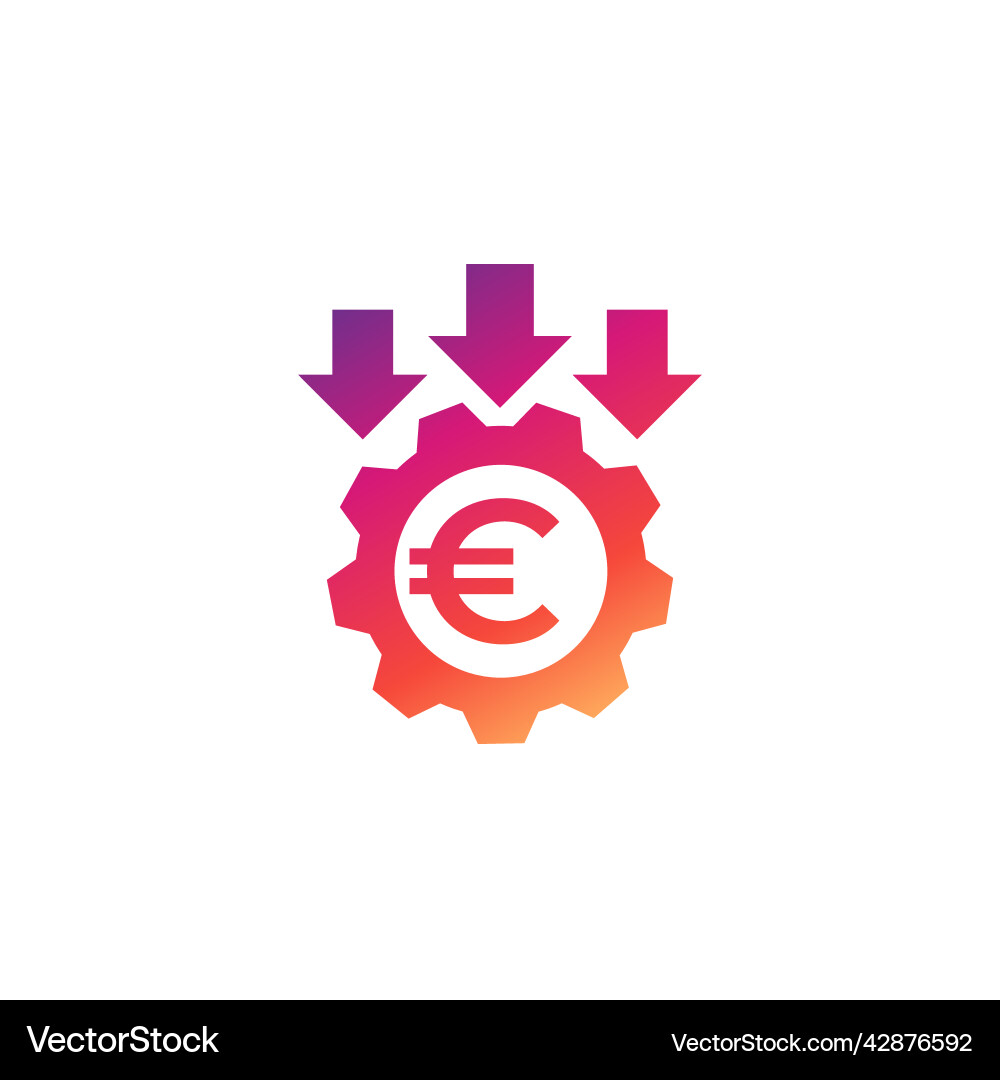 Cost reduction icon with euro symbol Royalty Free Vector