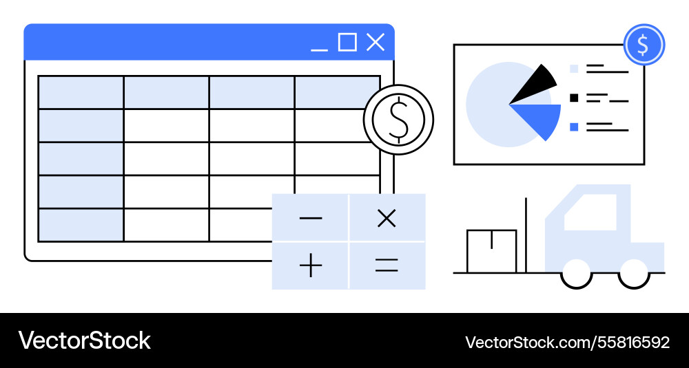 Financial logistics management with data Vector Image