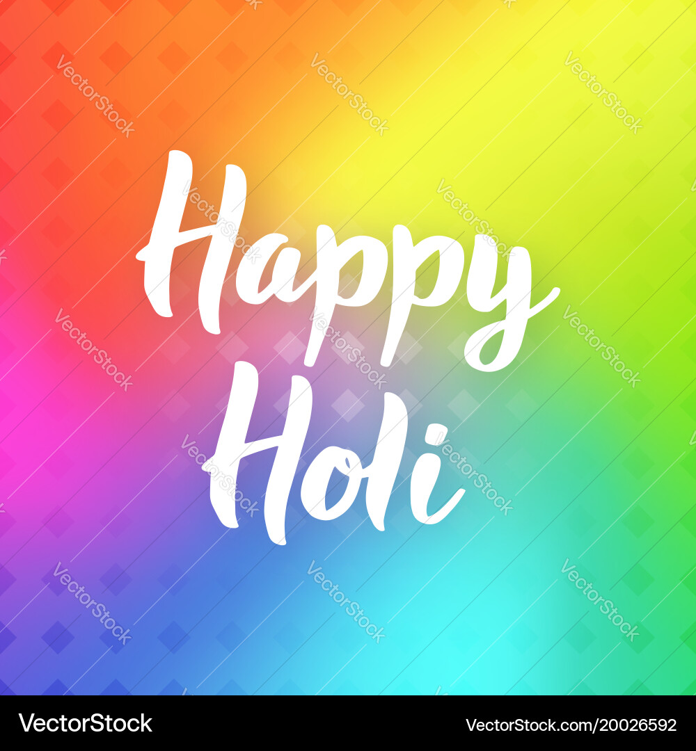 Happy holi hand drawn lettering phrase Royalty Free Vector