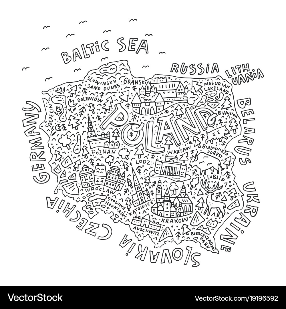 Map of poland Royalty Free Vector Image - VectorStock