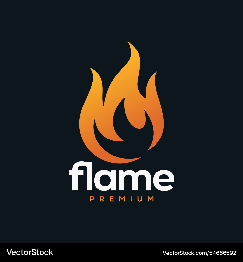 Red fire flame logo sign Royalty Free Vector Image