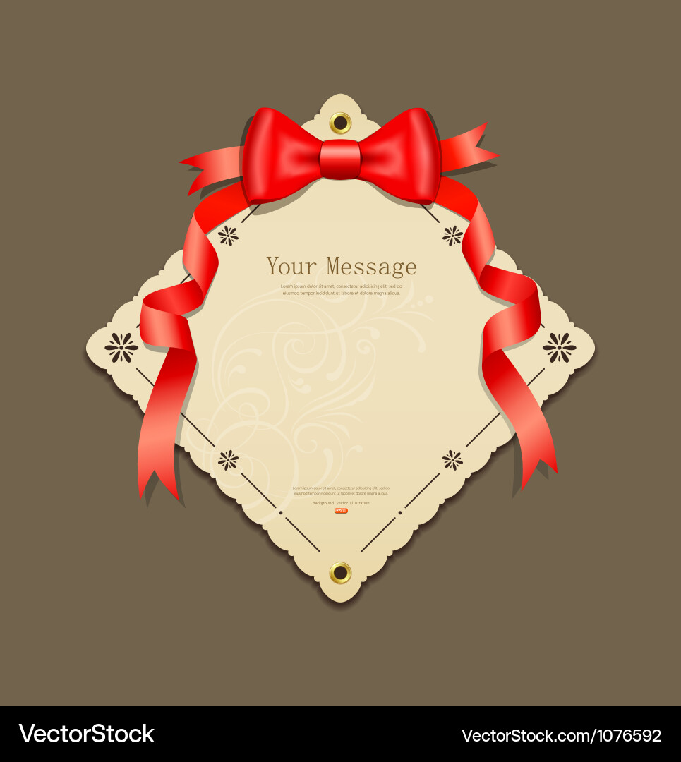 Red ribbons and paper card Royalty Free Vector Image